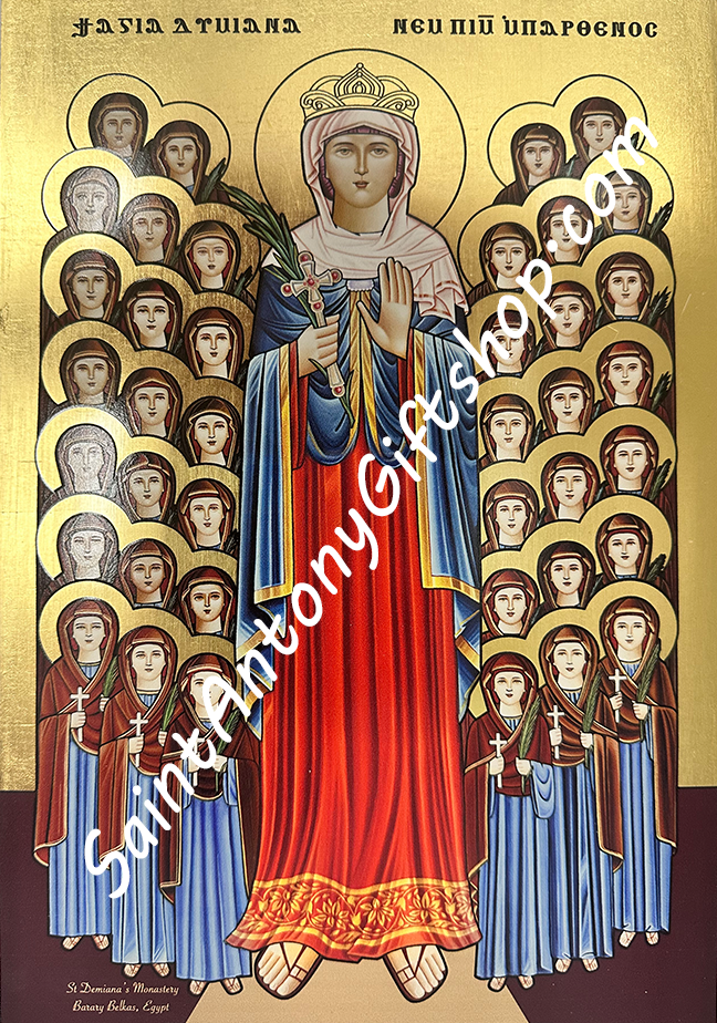 Coptic Icon of Saint Demiana and the Forty Virgins – Saint Antony Gift shop